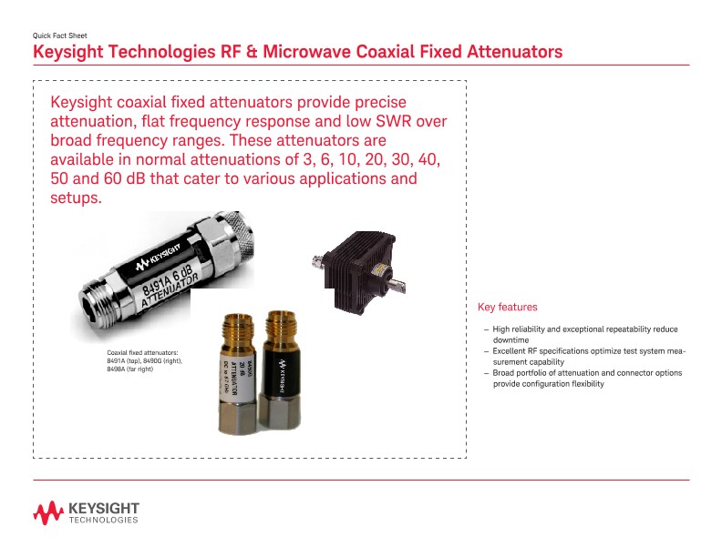 RF & Microwave Coaxial Fixed Attenuators PDF Asset Page | Keysight